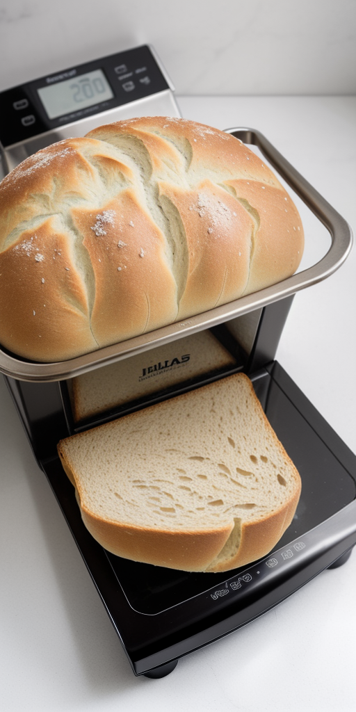 Freshly Baked Loaf of Bread on a Modern Kitchen Scale Display