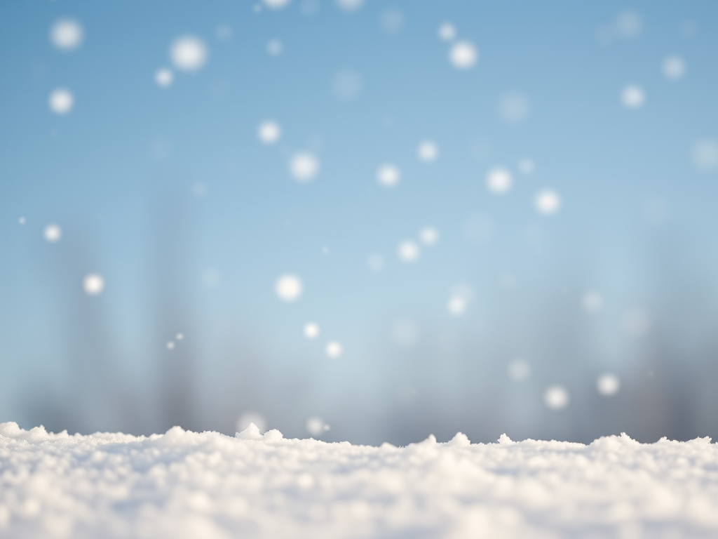 Softly Falling Snowflakes Create a Winter Wonderland Under Clear Blue Sky