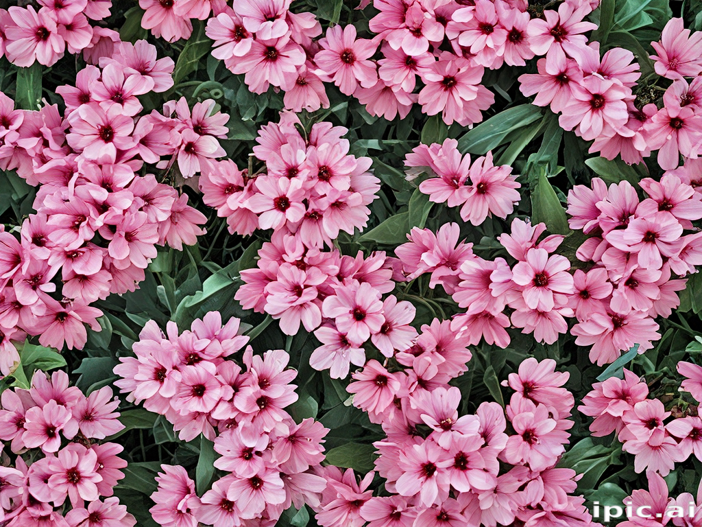 A Vibrant Display of Pink Flowers in Full Bloom, Nature's Beauty.