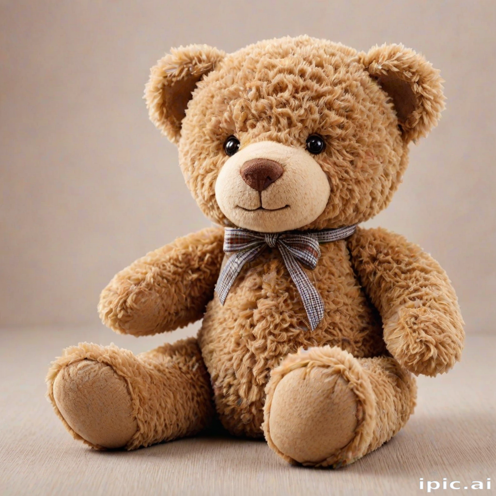 Adorable Plush Teddy Bear Sitting Comfortably with a Charming Bow