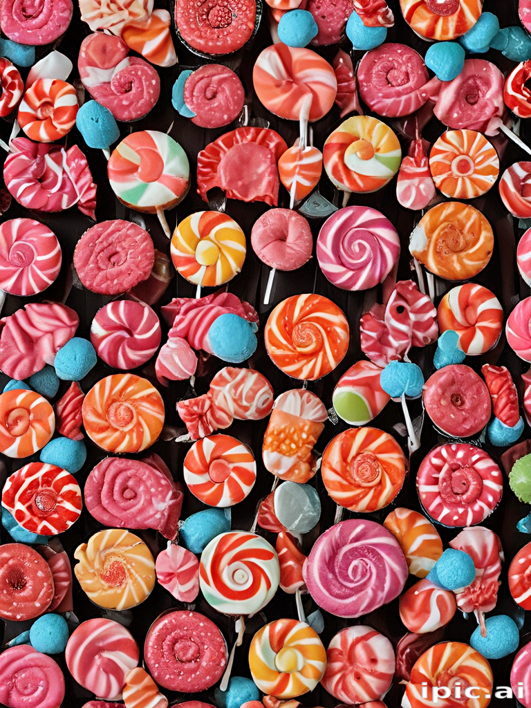 A Colorful Array of Swirled and Round Lollipops and Candies Displayed ...