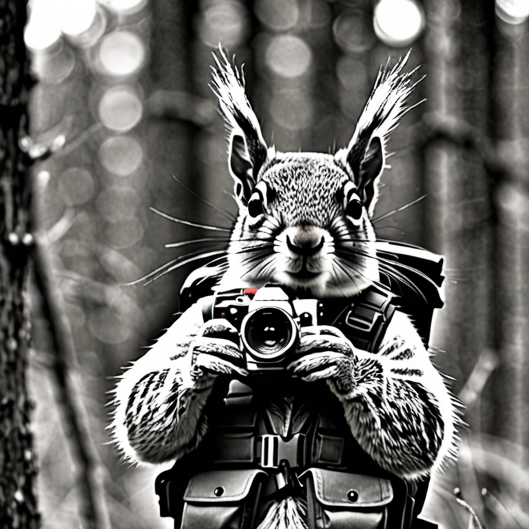 Military squirrel with a camera, stealthy Scary with vest. Tactical ...