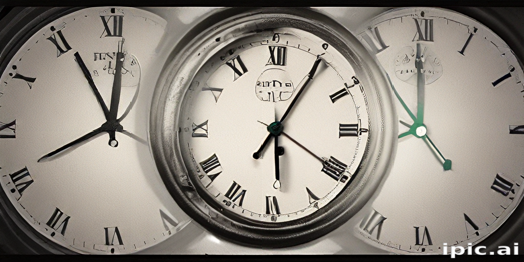 Three Distinct Clocks Showcasing Different Times and Classic Roman Numerals
