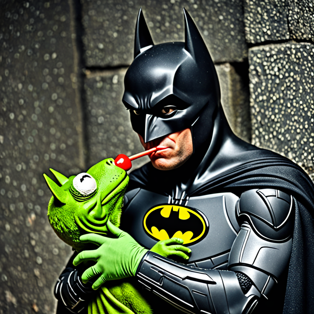 batman sucking kermit