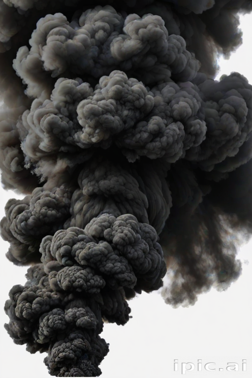 Massive Plume of Dark Smoke Rising Dramatically Against the Clear Sky