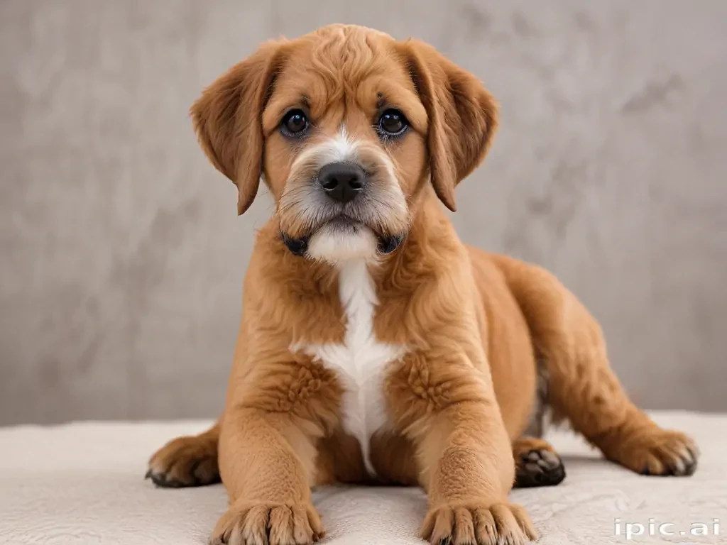 Adorable Puppy with Fluffy Fur Posing Cutely for the Camera.