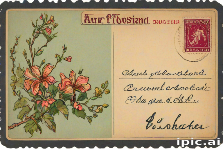 Vintage Postcard Featuring Beautiful Floral Design and Elegant ...