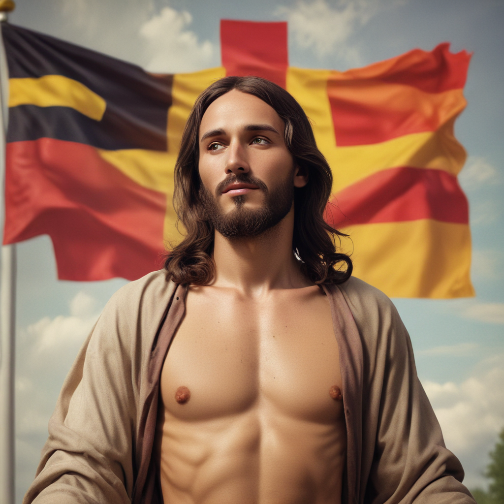 jesus and a german flag