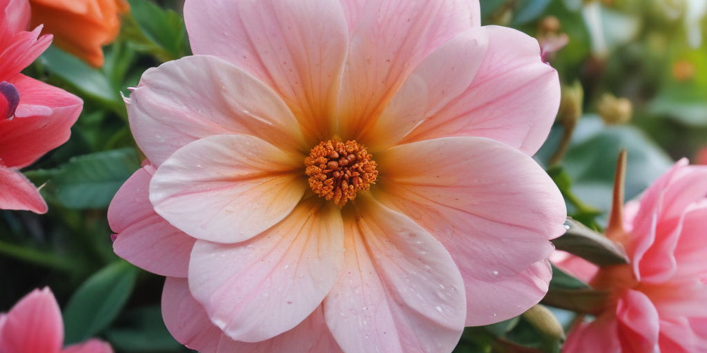 A Beautiful Pink Flower with Delicate Petals and Vibrant Orange Center.