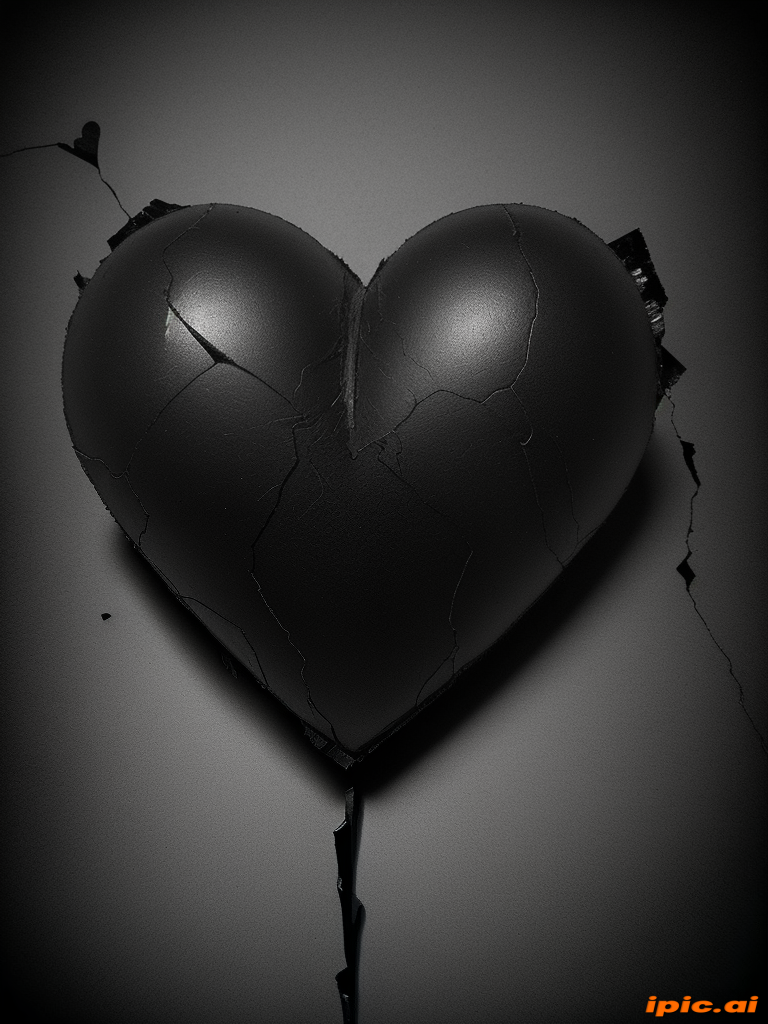 Cracked Black Heart Symbolizing Emotional Pain and Resilience in Dark Times