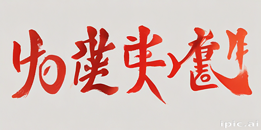 Bold Red Brushstrokes Create Dynamic Chinese Characters on a White ...