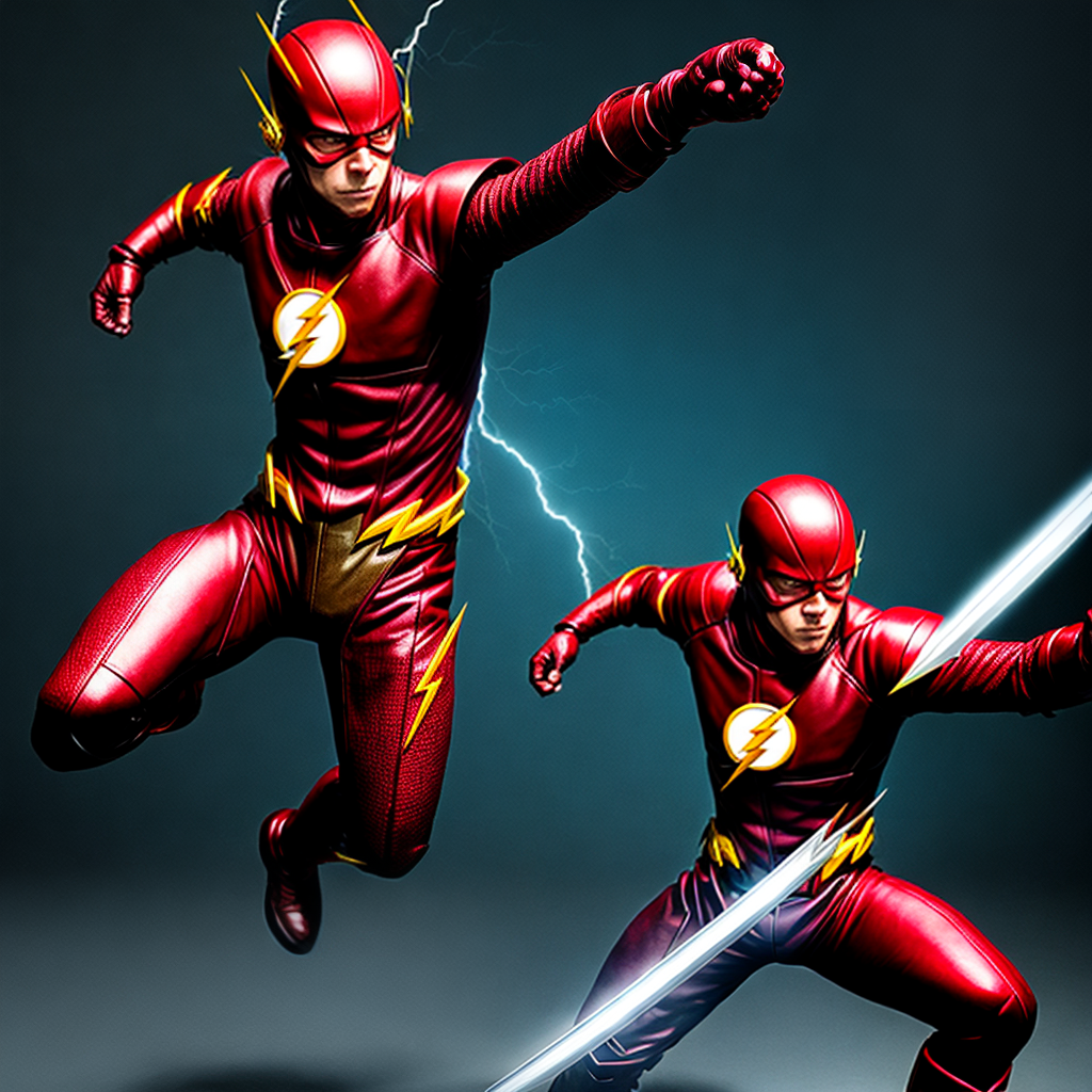 Create The flash with samurai armor holding a lightning sword