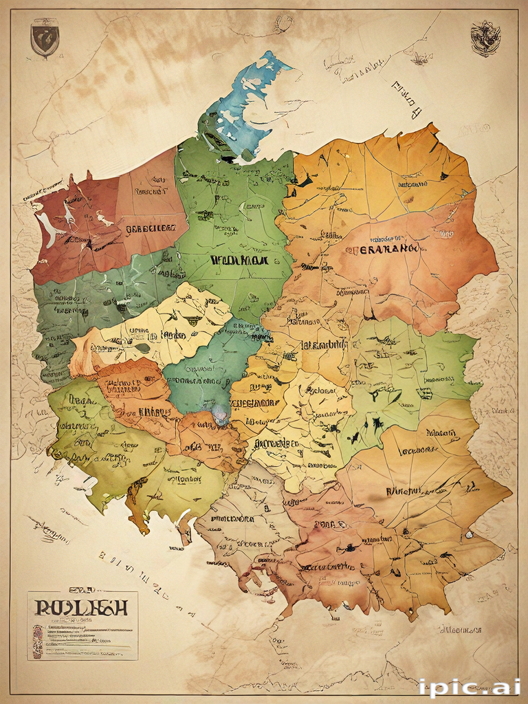 Detailed Historical Map of Poland Highlighting Regions and ...