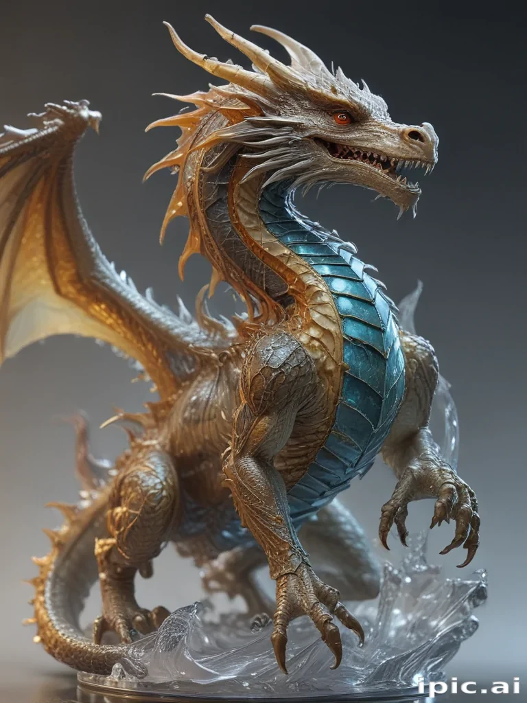 Majestic Dragon with Intricate Scales and Powerful Wings Captured in ...