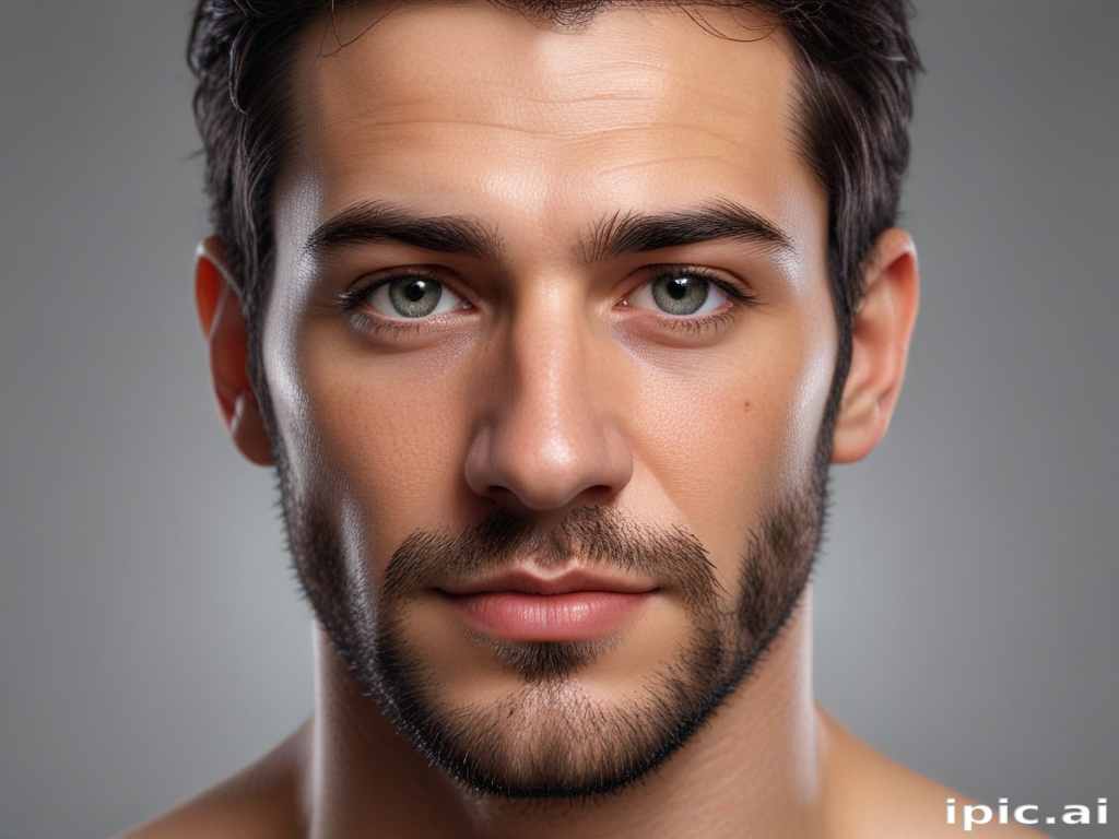 Close-Up Portrait of a Young Man with Striking Features and Expression