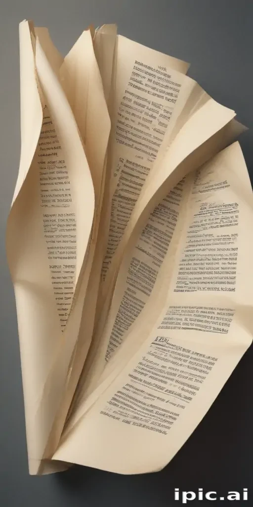 Artistic Representation of Torn and Crumpled Pages from a Book