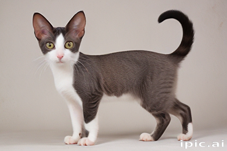 Playful and Curious Cat with Striking Features and Graceful Posture
