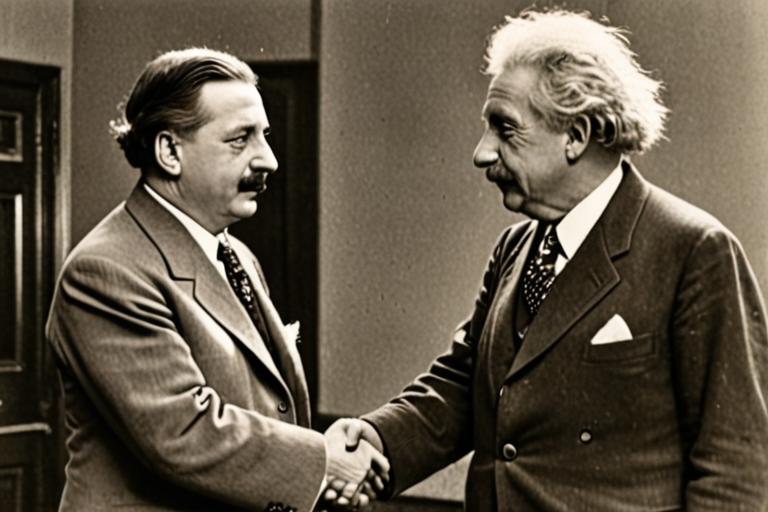 Hitler shaking hands with Albert Einstein