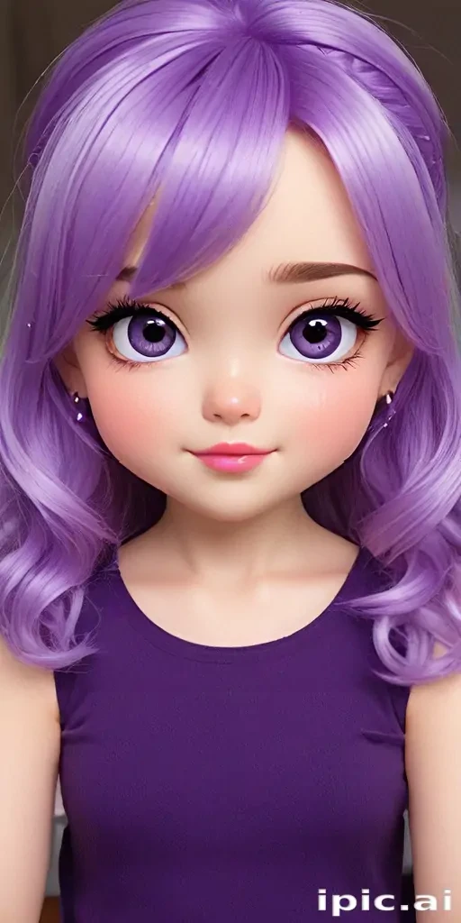 Charming Purple-Haired Doll with Enchanting Eyes and a Sweet Smile