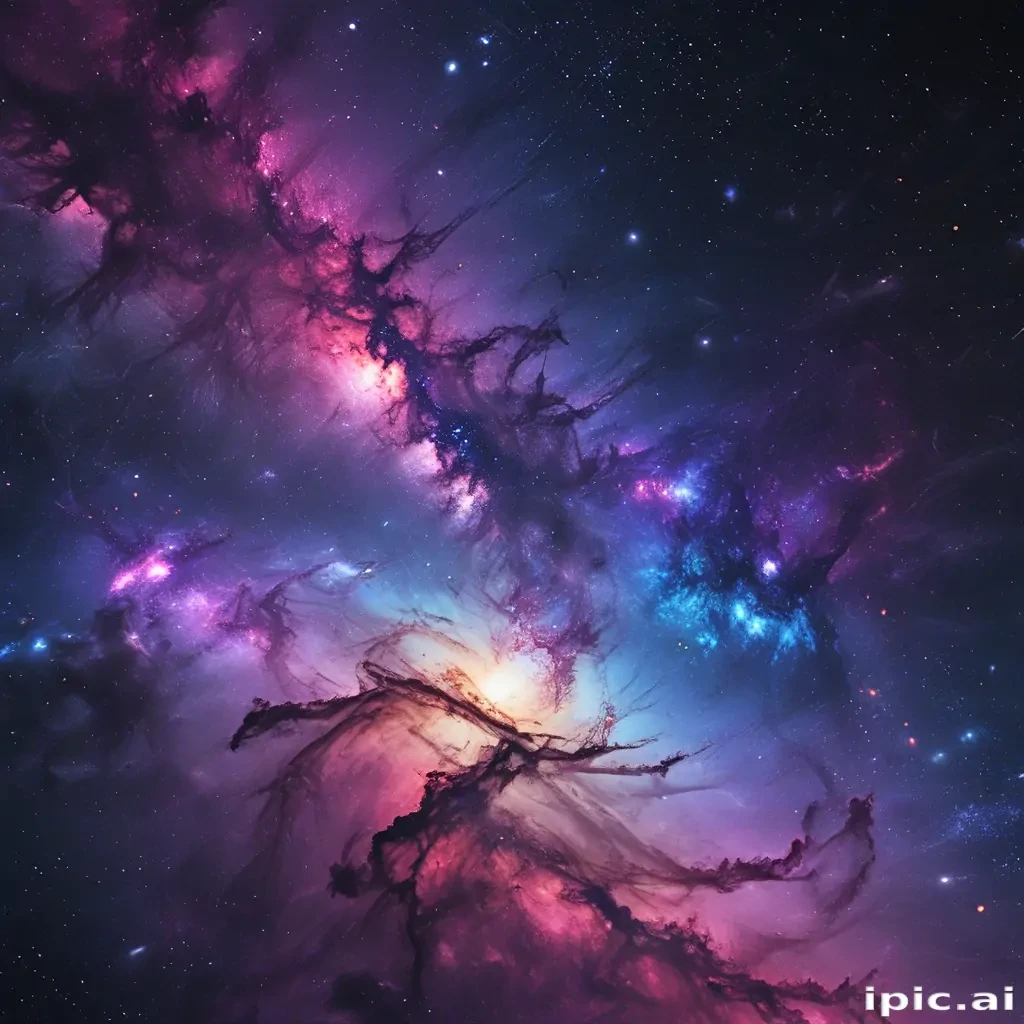 Vibrant Cosmic Nebula: A Stunning Display of Colorful Galactic Clouds