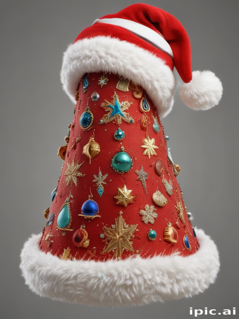 Festive Christmas Hat Adorned with Colorful Ornaments and Sparkling ...