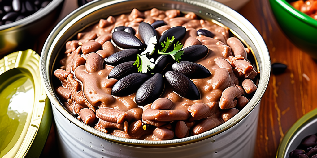 A Colorful Display of Various Beans in a Metal Can Container