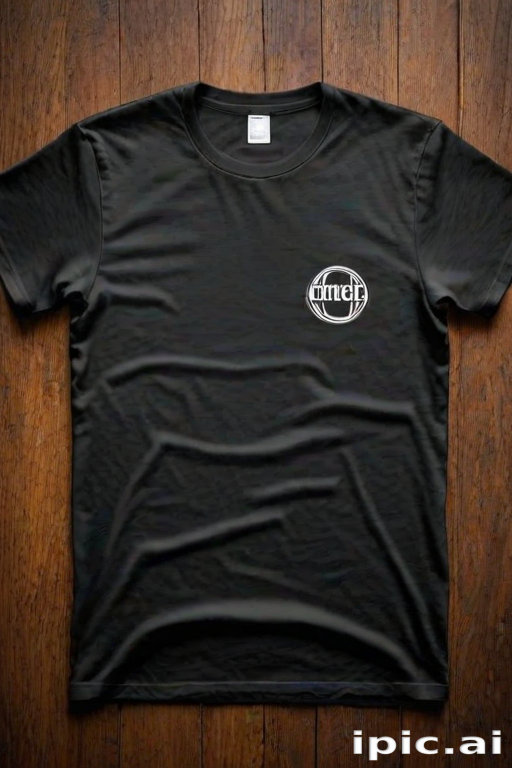 Stylish Black T-Shirt Featuring a Unique Circular Logo Design