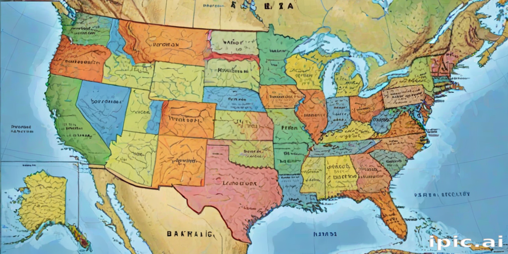 A Colorful Map of the United States Highlighting Each State's Borders ...