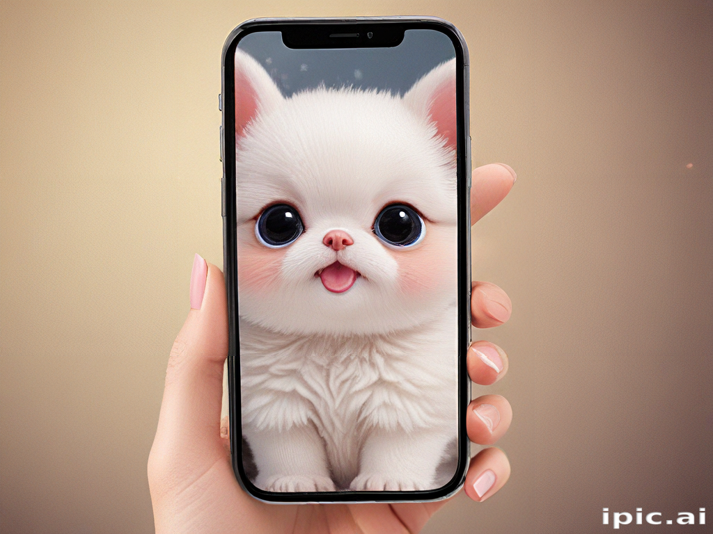 Adorable Digital Puppy on Smartphone Screen Capturing Heartwarming Moments