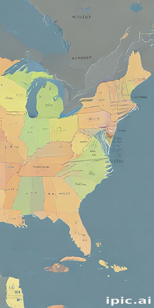 Detailed Map Illustrating the Southeastern United States with Regional ...