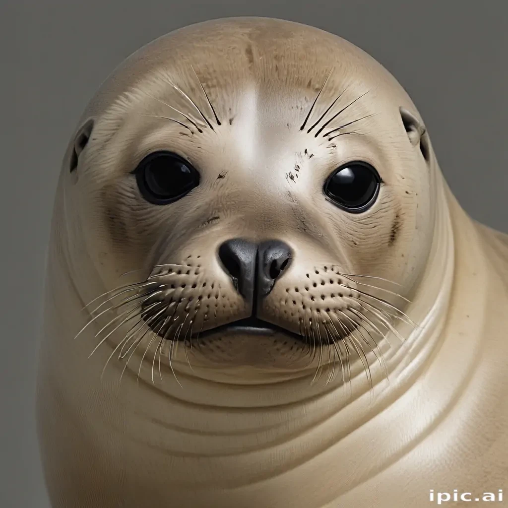 A Detailed Close-Up of a Realistic and Adorable Seal Face.