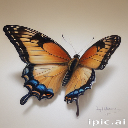 A Beautifully Detailed Illustration of a Vibrant Butterfly in Flight