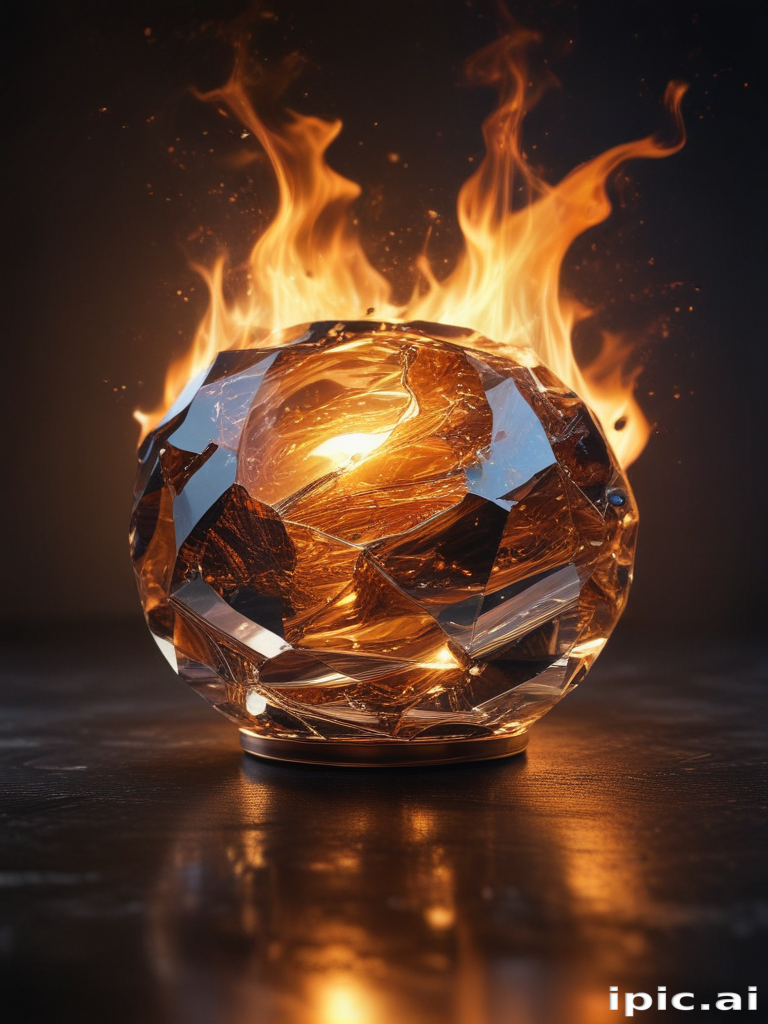 Glowing Crystal Sphere Surrounded by Fiery Flames in a Dark Setting