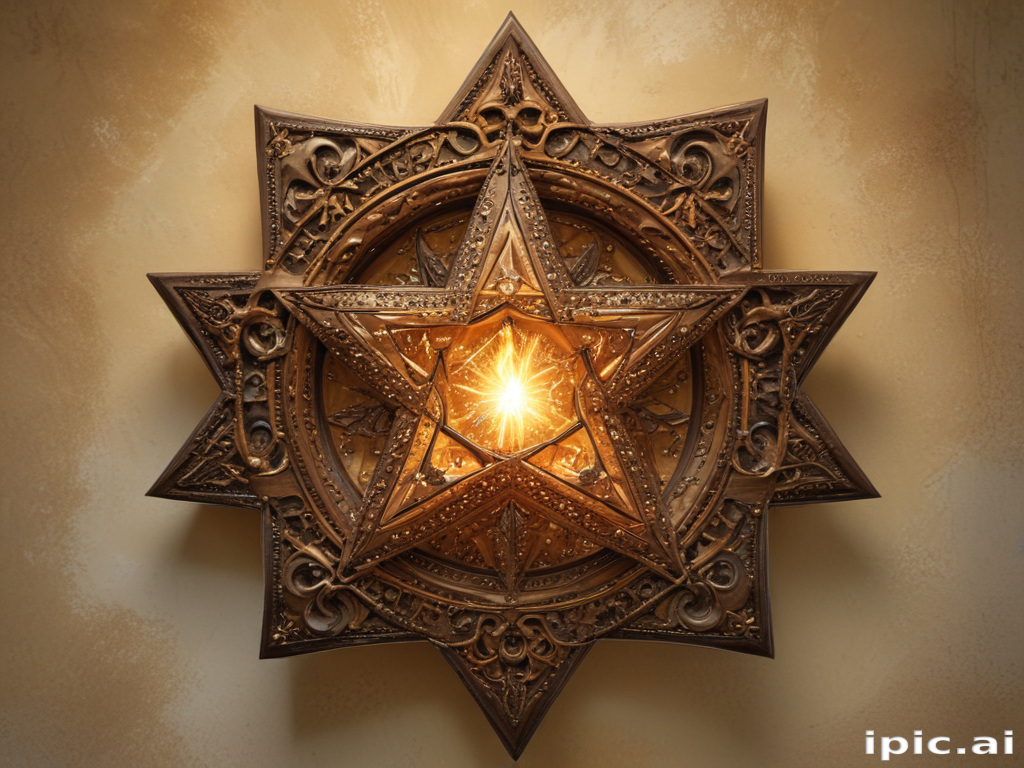 Intricate Decorative Star Design Illuminated by a Glowing Center Light