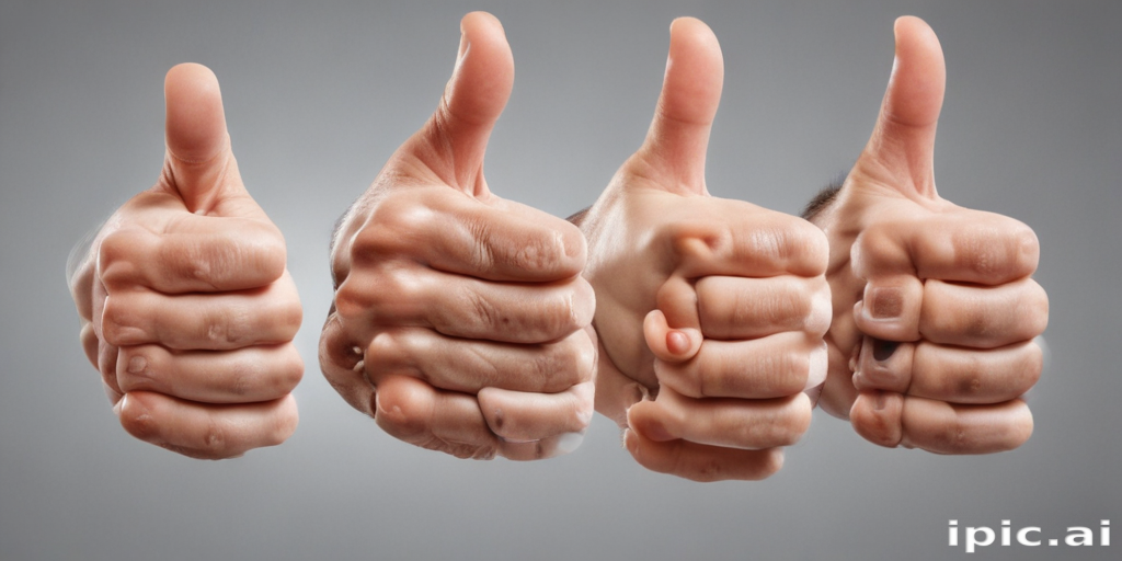 Four Hands Giving Thumbs Up Gesture Against a Neutral Background