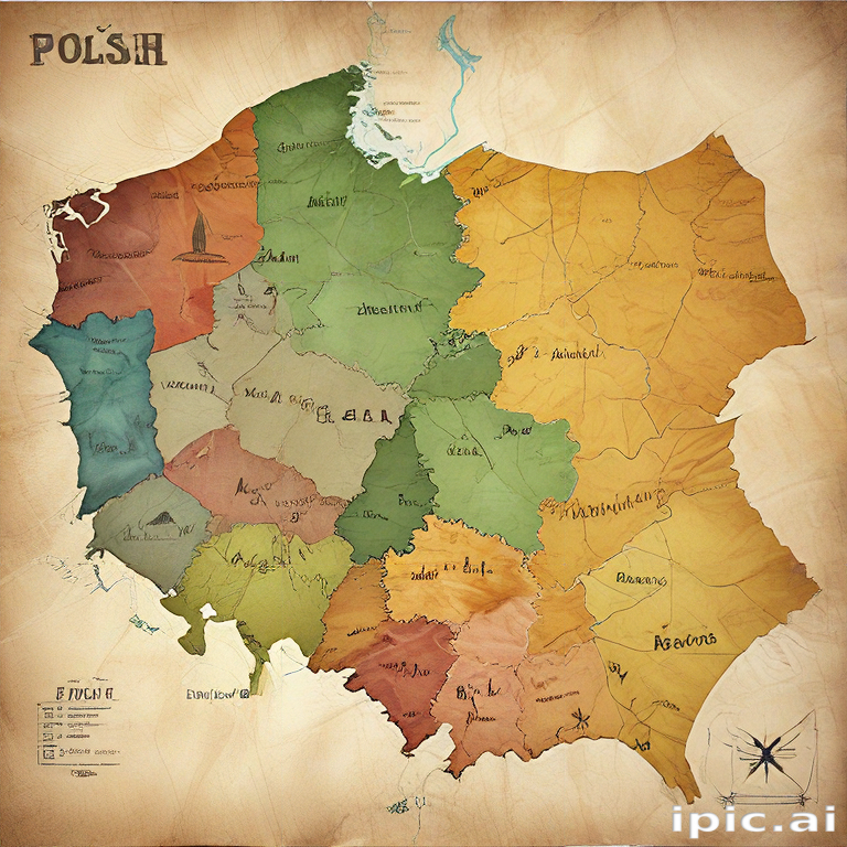 Detailed Historical Map of Poland Highlighting Regions and Cultural ...