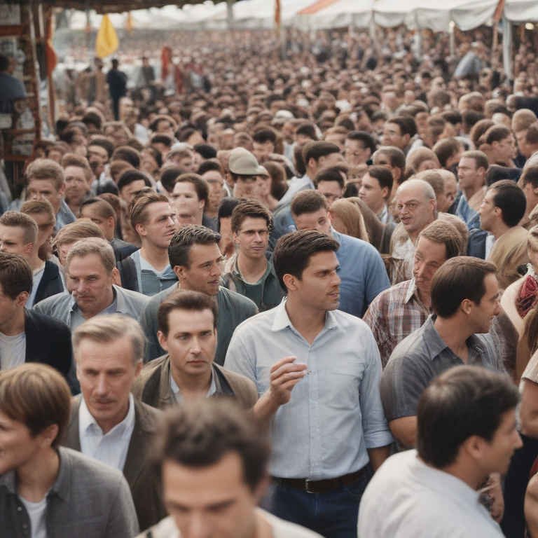 crowd of men in a fair