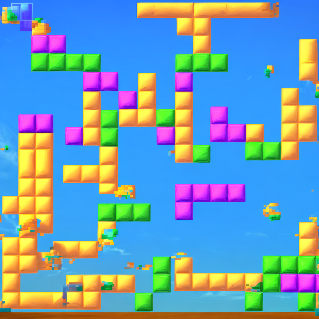 Tetris blocks falling into blobs