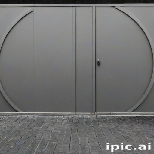 A Large, Gray Metal Door with Circular Patterns and a Single Lock.