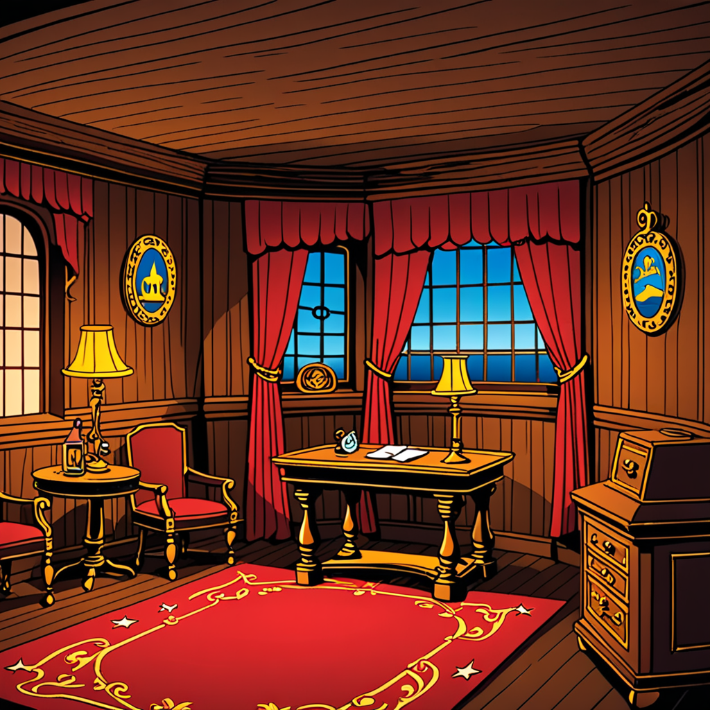 Interior of Captain Hook's state room on the pirate ship from the ...