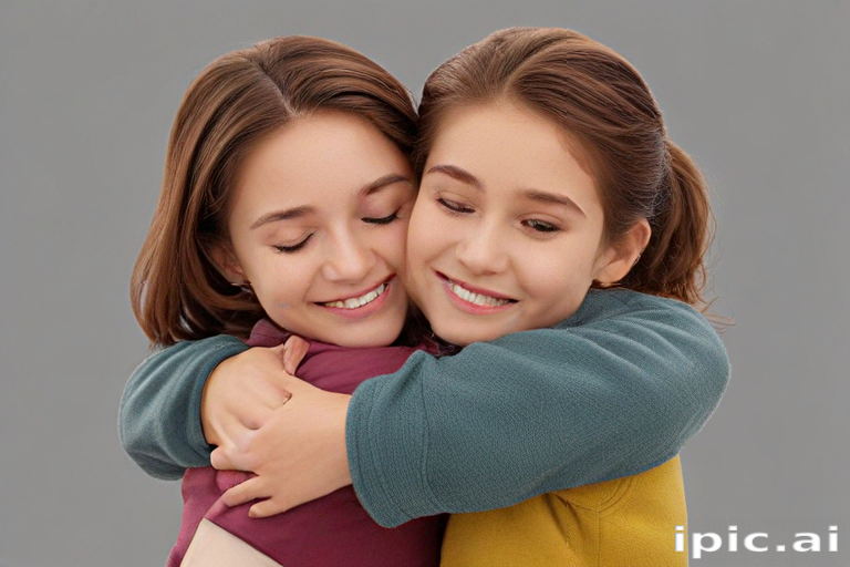Two Young Friends Sharing a Heartwarming Embrace with Joyful Smiles