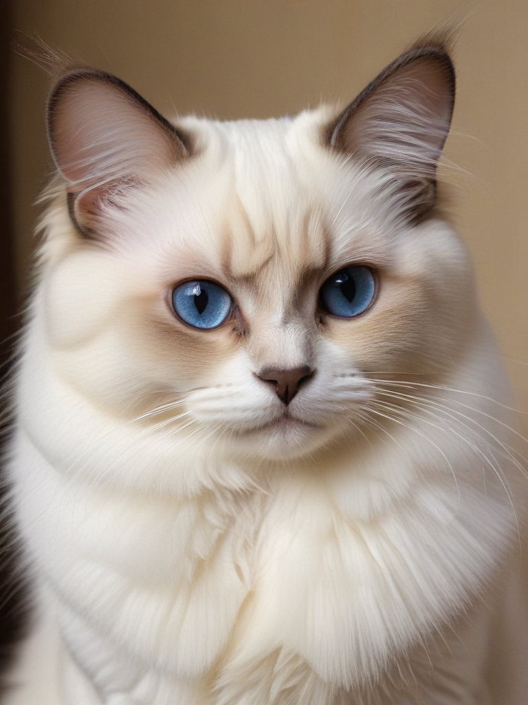 A Beautiful Fluffy Cat with Striking Blue Eyes and Soft Fur.