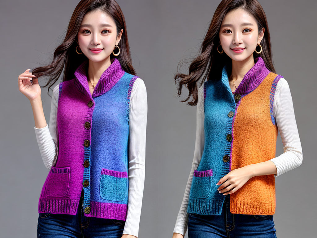 multi-colored warm knitted women's vest