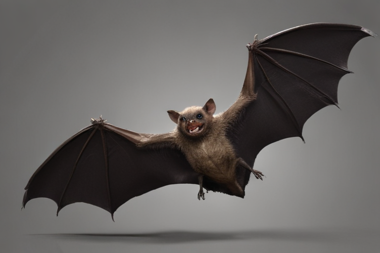 Realistic Bat in Flight with Outstretched Wings Against a Neutral ...