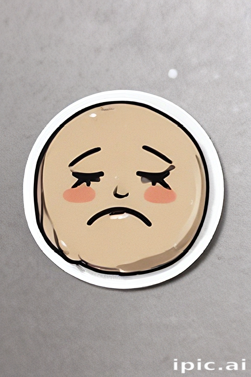 An Adorable Cartoon Face Expressing Sadness with Blushing Cheeks and ...