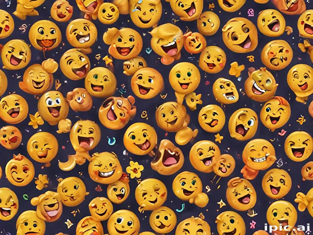 A Colorful Collage of Joyful and Expressive Emoji Faces on a Dark ...