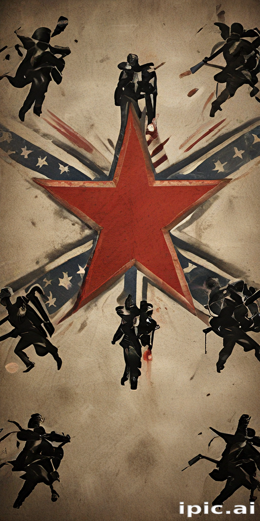 Historical Soldiers in Action Surrounding a Bold Red Star Emblem