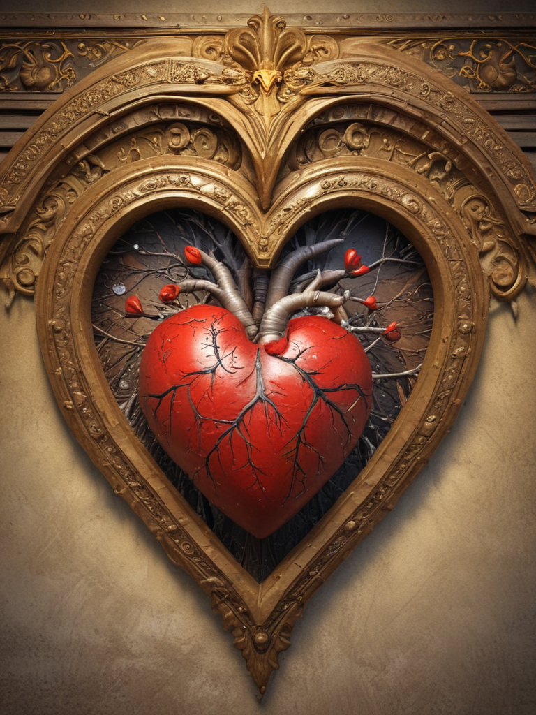 Intricate Heart Design Framed by Ornate Baroque Style Architecture and ...