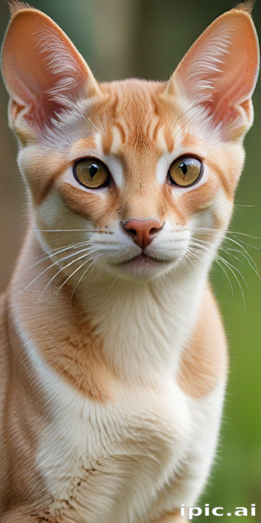 A Curious Orange Cat with Striking Eyes Sitting Outdoors in Nature.