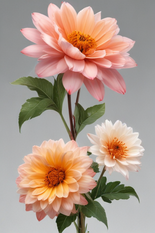 Beautiful Arrangement of Soft Pink and Cream Flowers Against a Gray ...